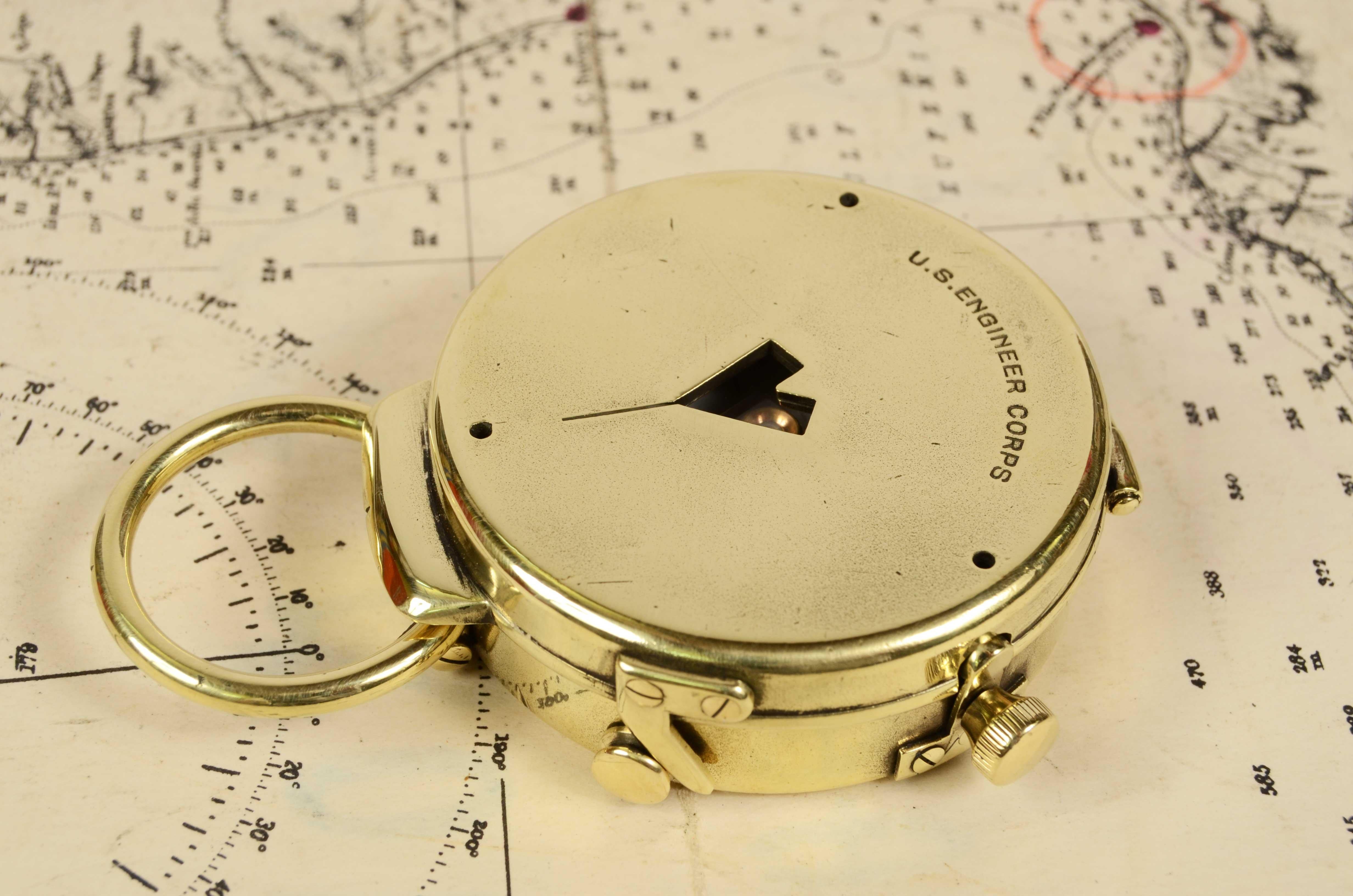 1918s Magnetic Pocket Brass Compass U.S Engineer Corps Signed Cruchon ...