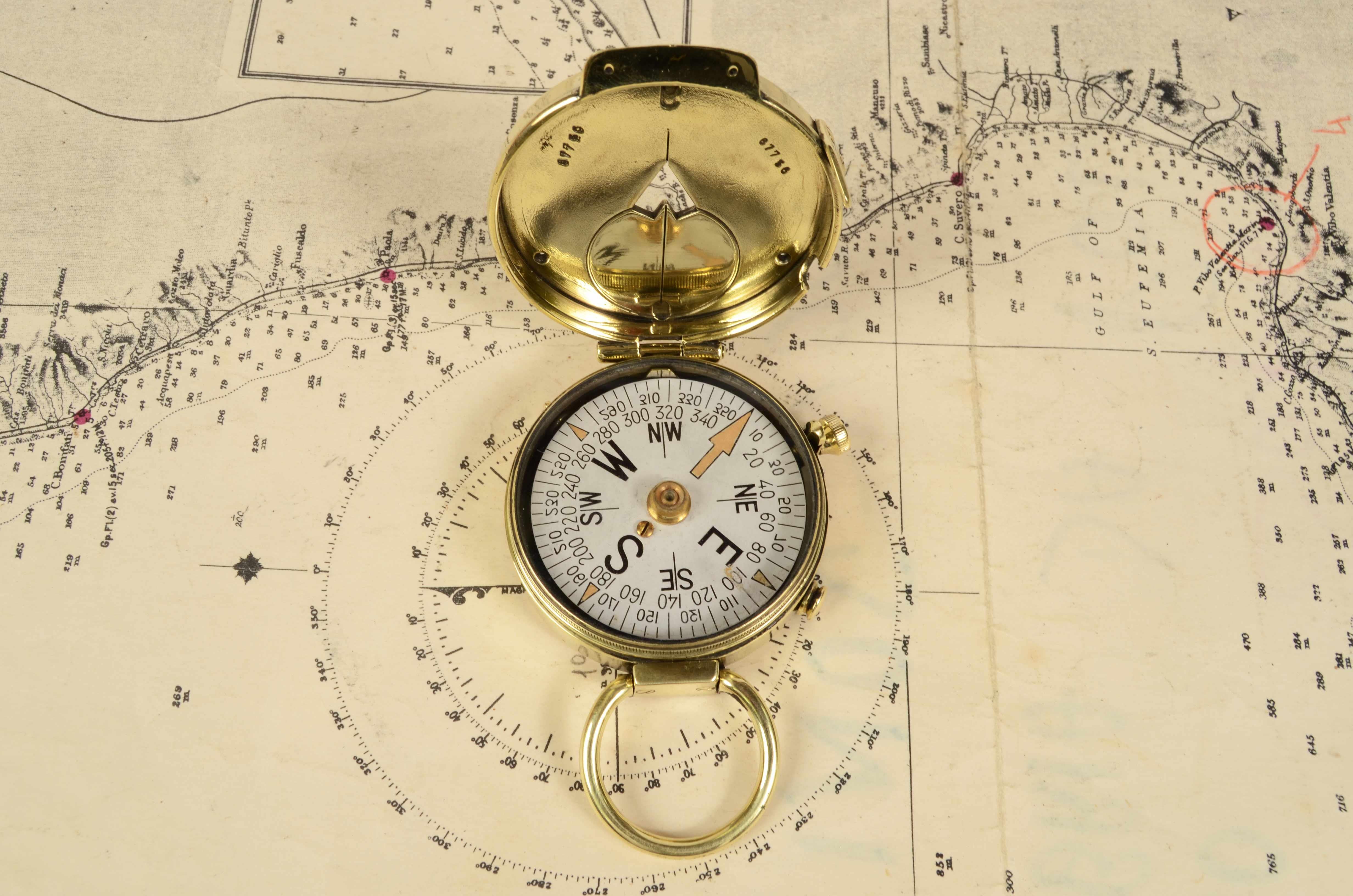 1918s Magnetic Pocket Brass Compass U.S Engineer Corps Signed Cruchon ...