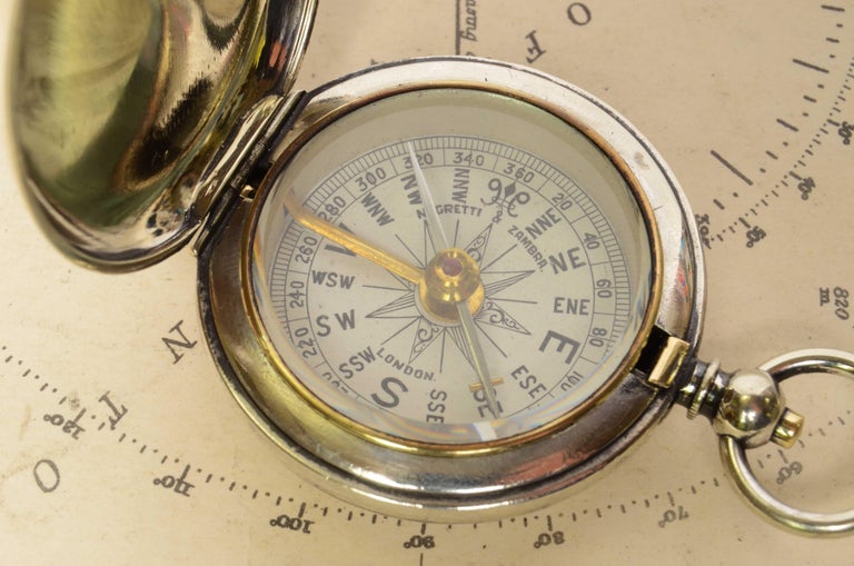 1918s Small Brass Magnetic Pocket Compass Signed Negretti and Zambra ...