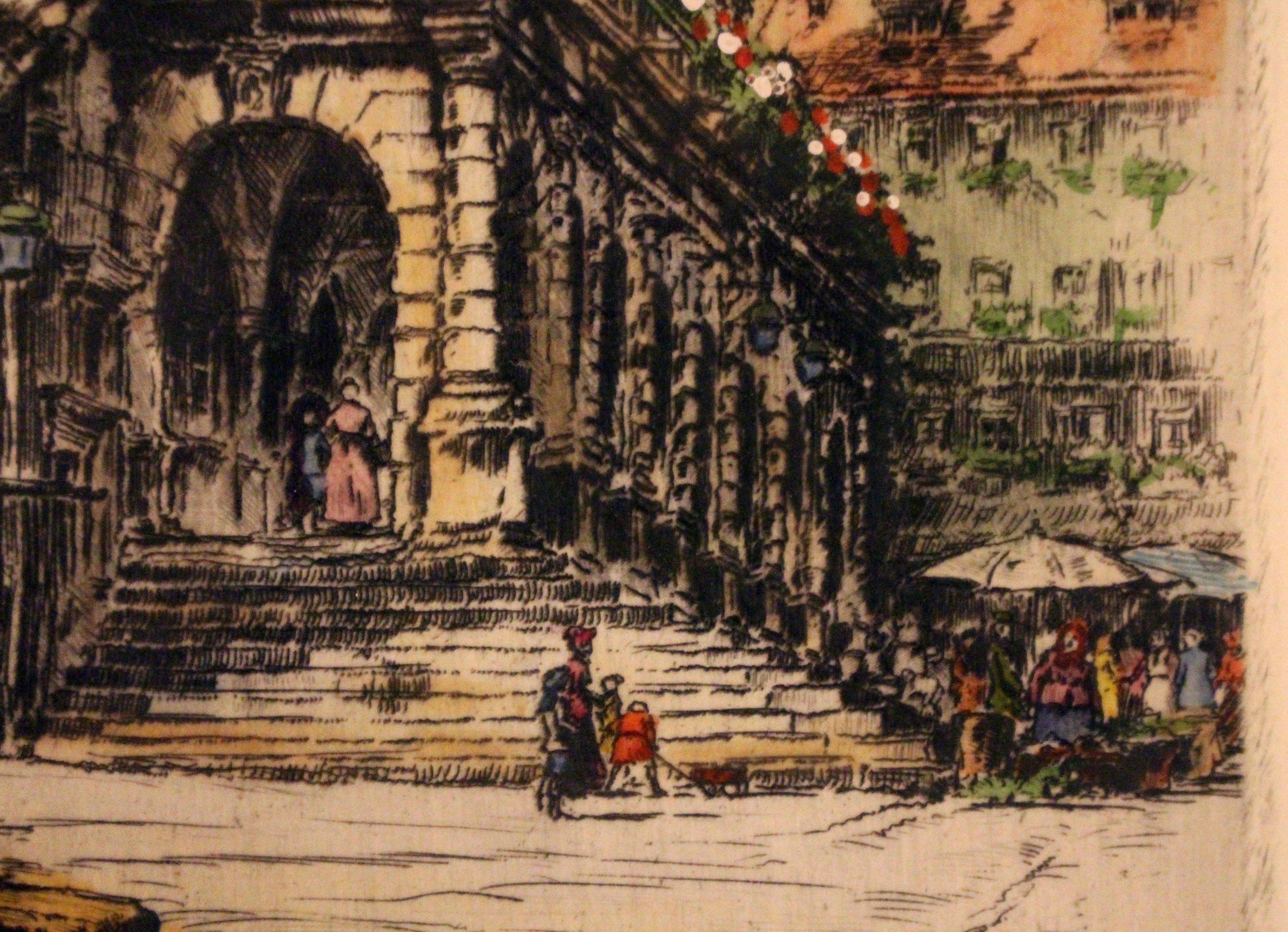 1919 German Hand Colored Lithograph of Rothenburg by Paul Geisler For ...