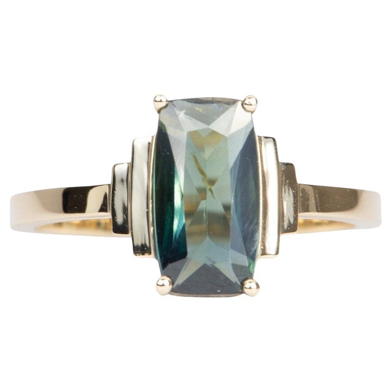 1.91ct Teal Blue Nigerian Sapphire 14K Gold Engagement Ring R6437 For Sale at 1stDibs