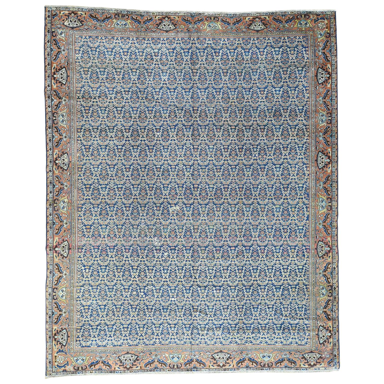 1920 Antique Persian Mahal Paisley Design All over with Blues Rug - 10 ...
