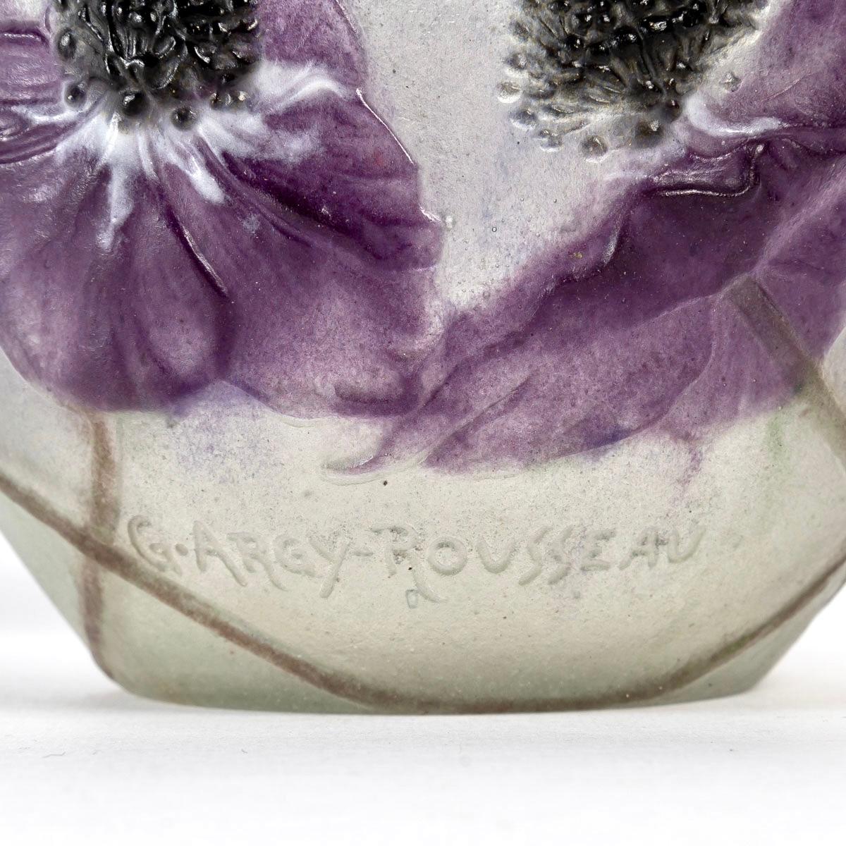 1920 Gabriel Argy-Rousseau - Bowl Anemones Pate De Verre Glass at 1stDibs