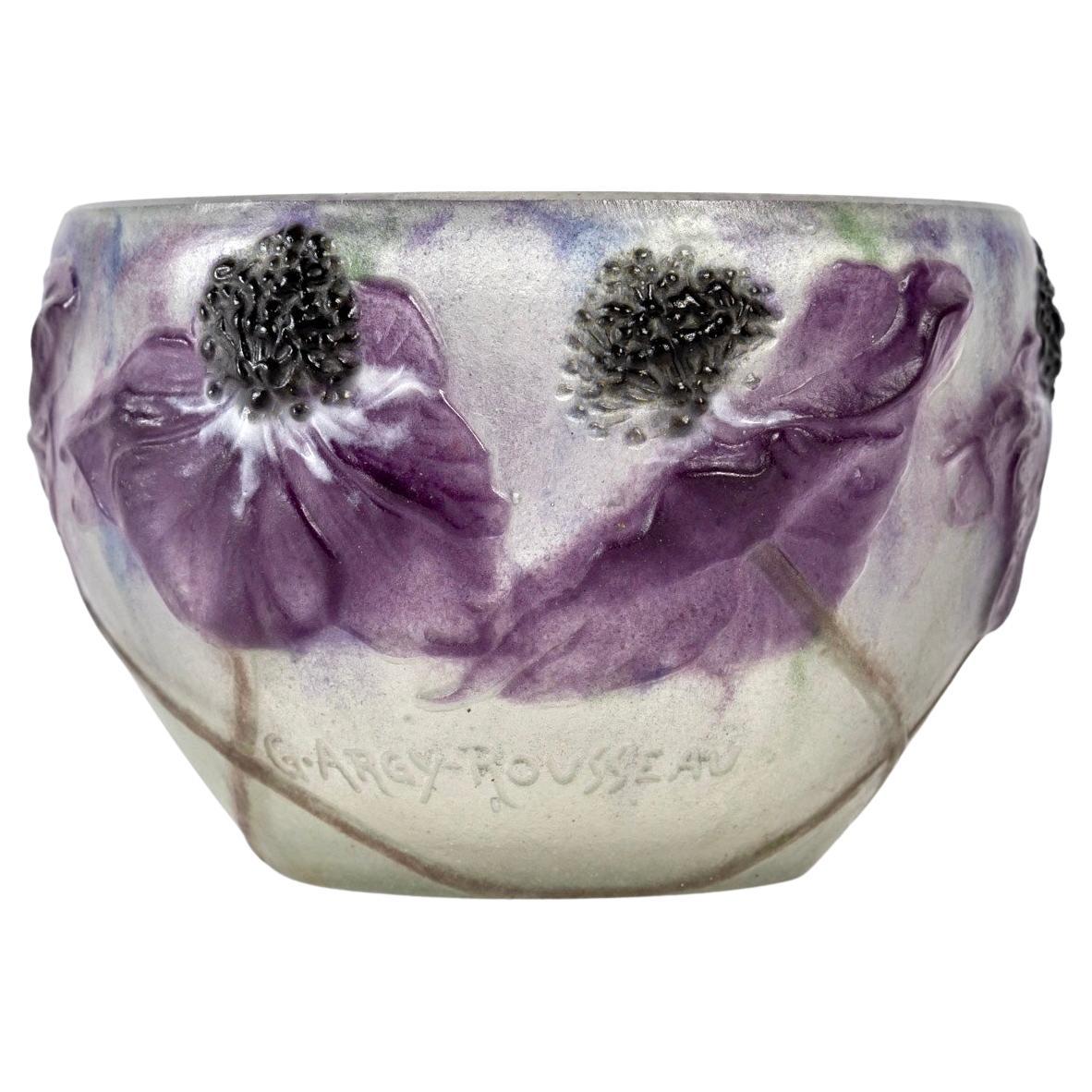 1930 Gabriel Argy-Rousseau Vase à Palmettes Triangulaires Pate de Verre ...