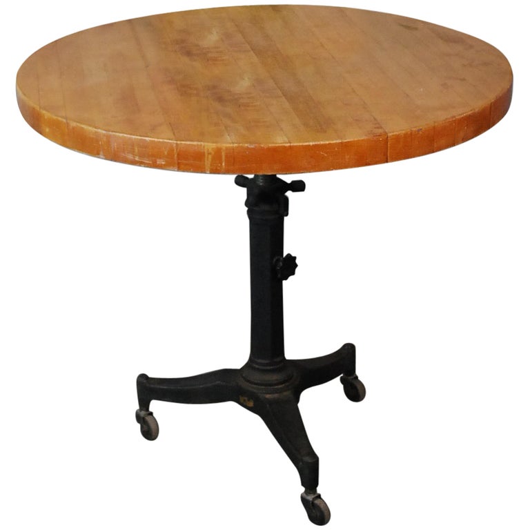 1920 Industrial Adjustable Height Table at 1stDibs