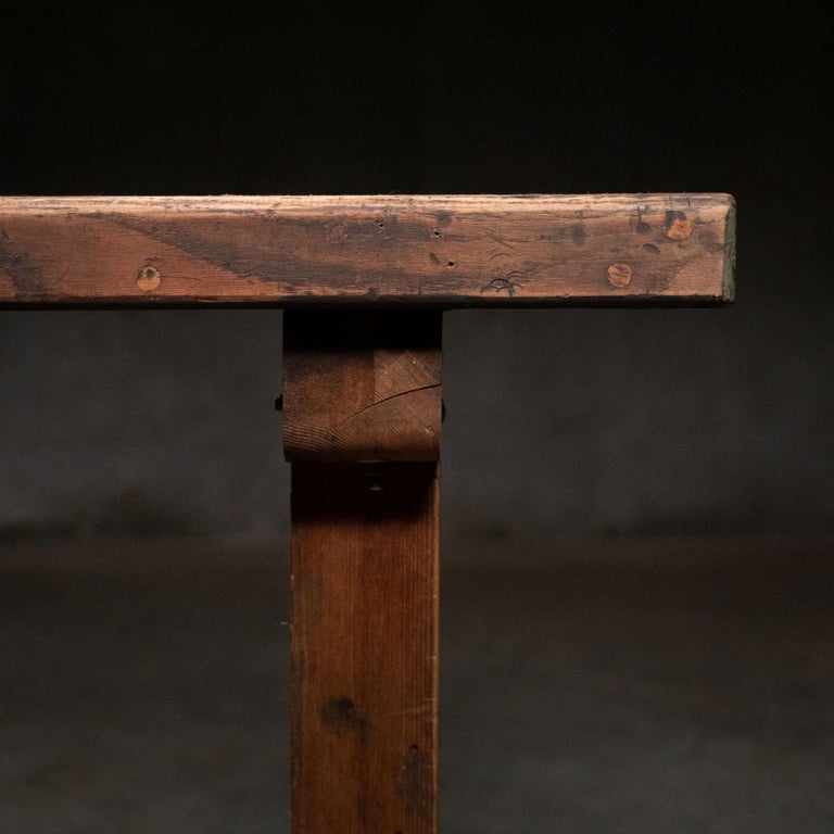 1920 Industrial Solid Wood Work Table Console For Sale at 1stDibs