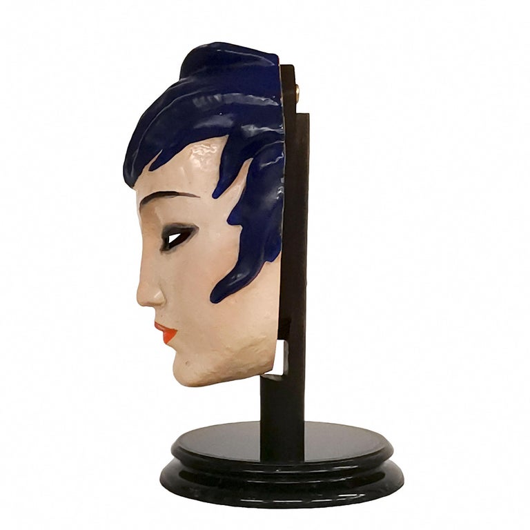1920´s Art Deco Woman Face Mask, Ceramic by Rudolf Podany, Keramos ...