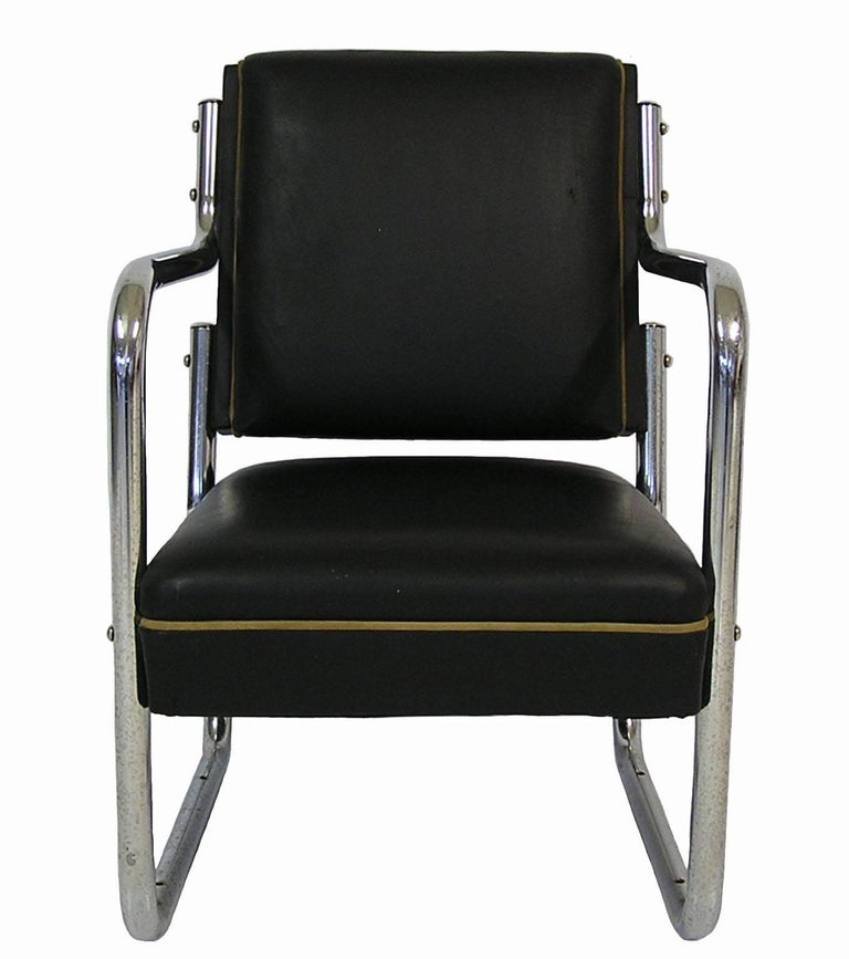 1920s-1930s Art Deco Chrome and Leather Salesman Sample Chair at 1stDibs