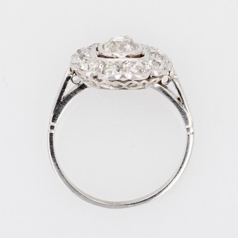 1920s 1, 35 Carat Diamond Platinum Flower Cluster Ring For Sale at 1stDibs