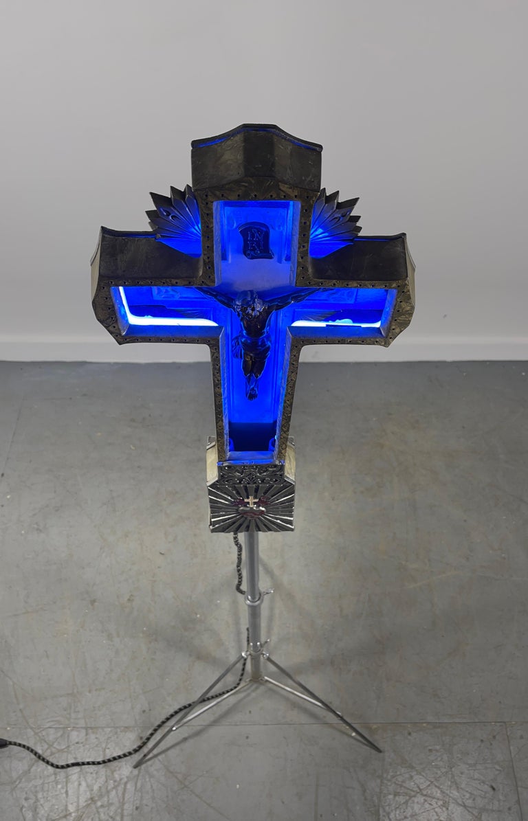 1920s /30s Art Deco Cast Aluminium and Neon Crucifix. For Sale at 1stDibs
