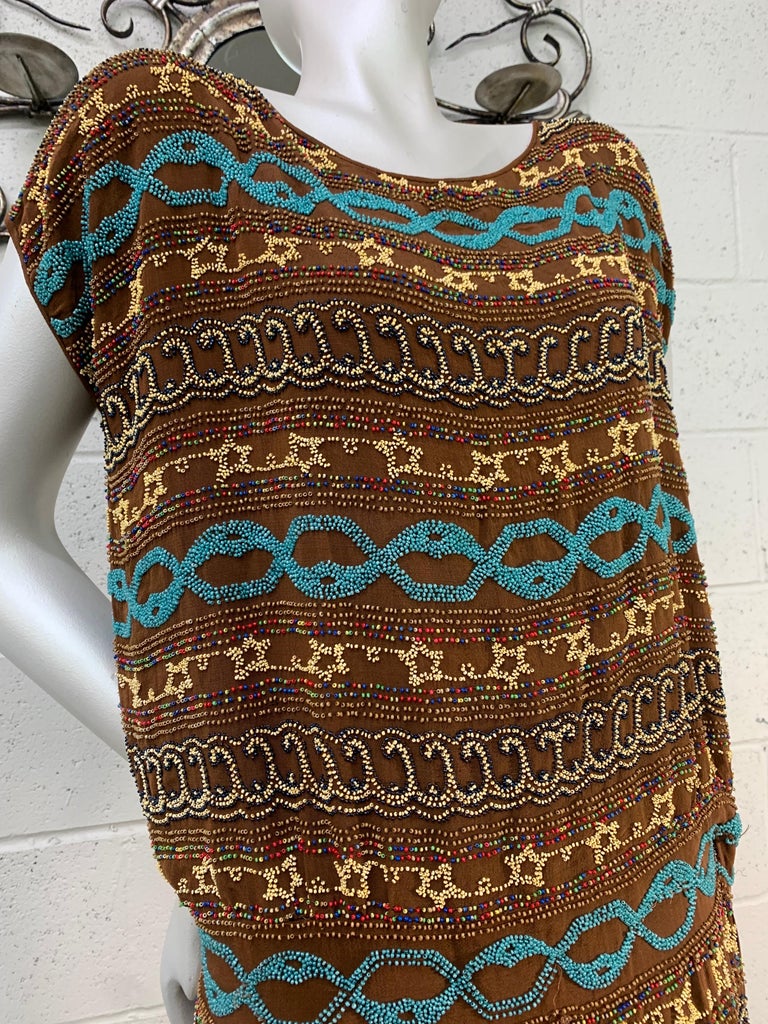 1920s Adair - France Bohemian Brown Silk Beaded Bohemian Tunic Dress ...