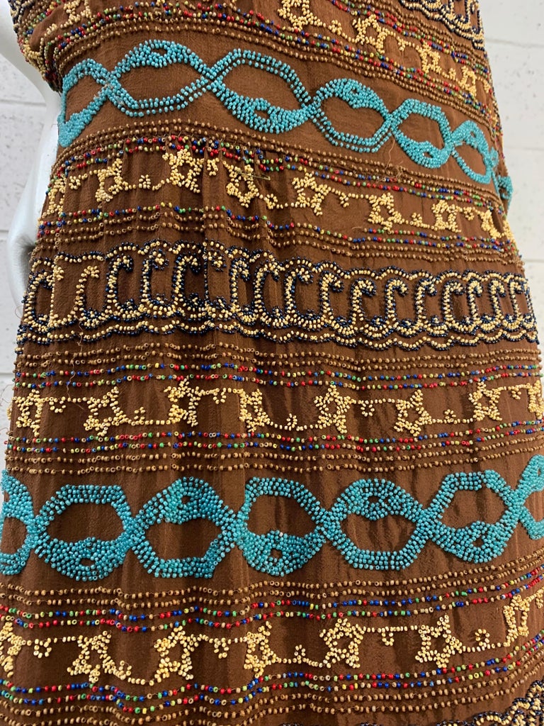 1920s Adair - France Bohemian Brown Silk Beaded Bohemian Tunic Dress ...