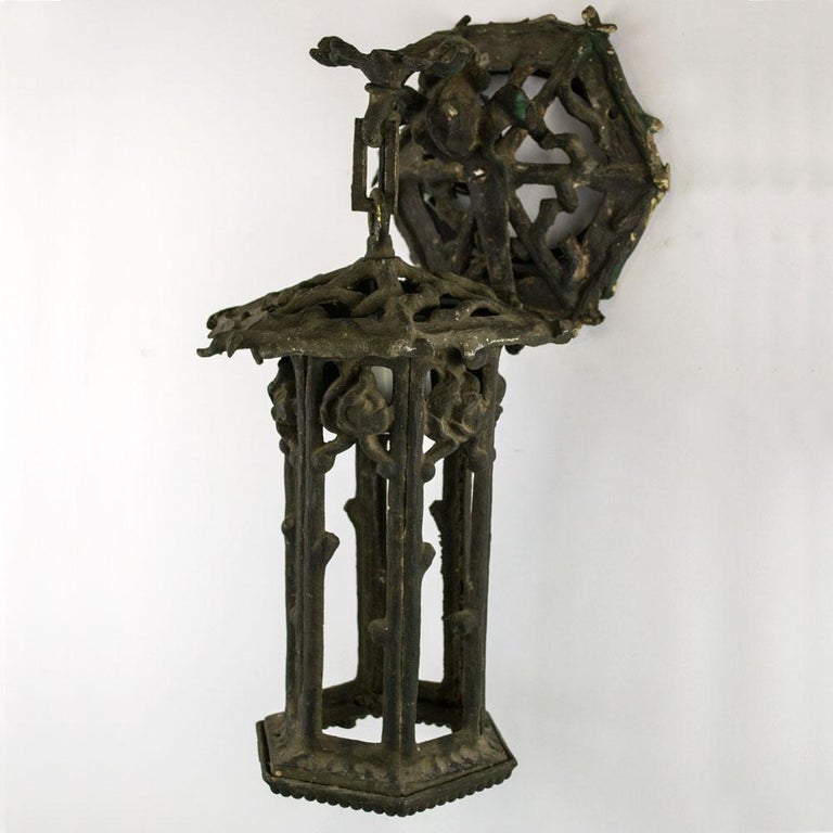 1920's American Cast Iron Garden Lantern For Sale at 1stDibs