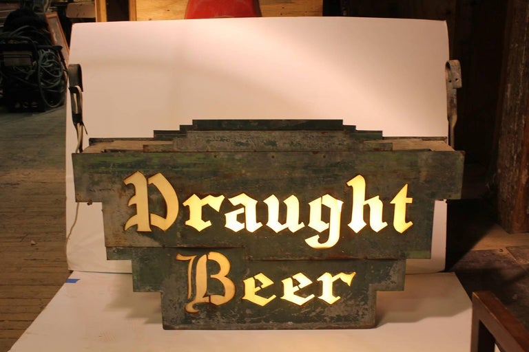 1920s American Double Sided Light Up "Draught Beer" Sign For Sale at ...