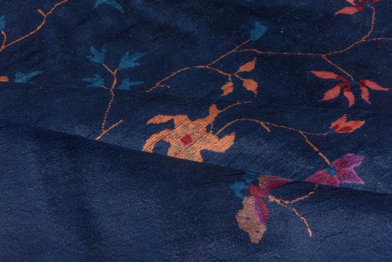 1920s Antique Chinese Peking Art Deco Rug, Royal Blue Field, Raspberry ...