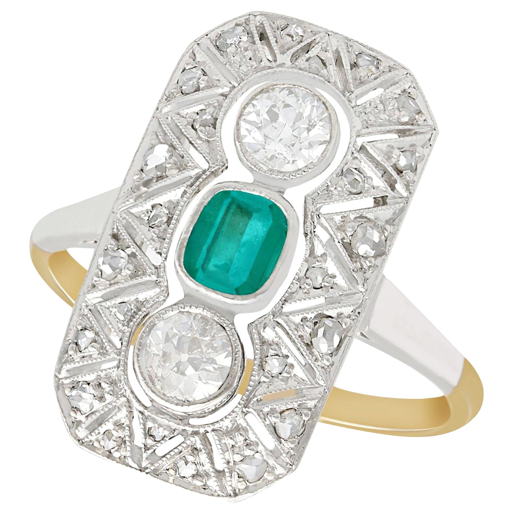 Antique Art Deco Emerald and Diamond Yellow Gold Cocktail Ring, Circa ...