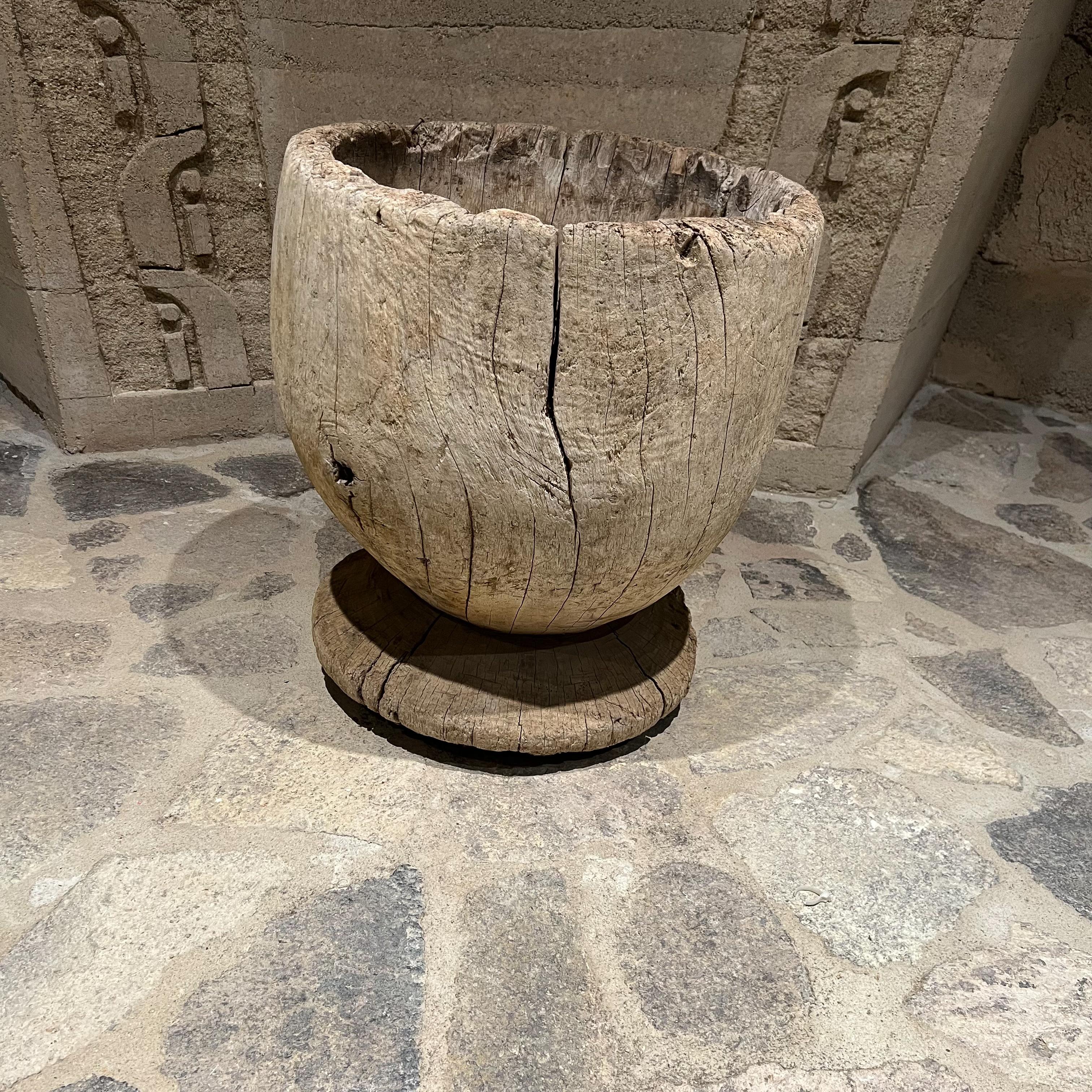 1920s Rustic Mega Rice Mortar Solid Sabino Wood Block Oaxaca, Mexico ...