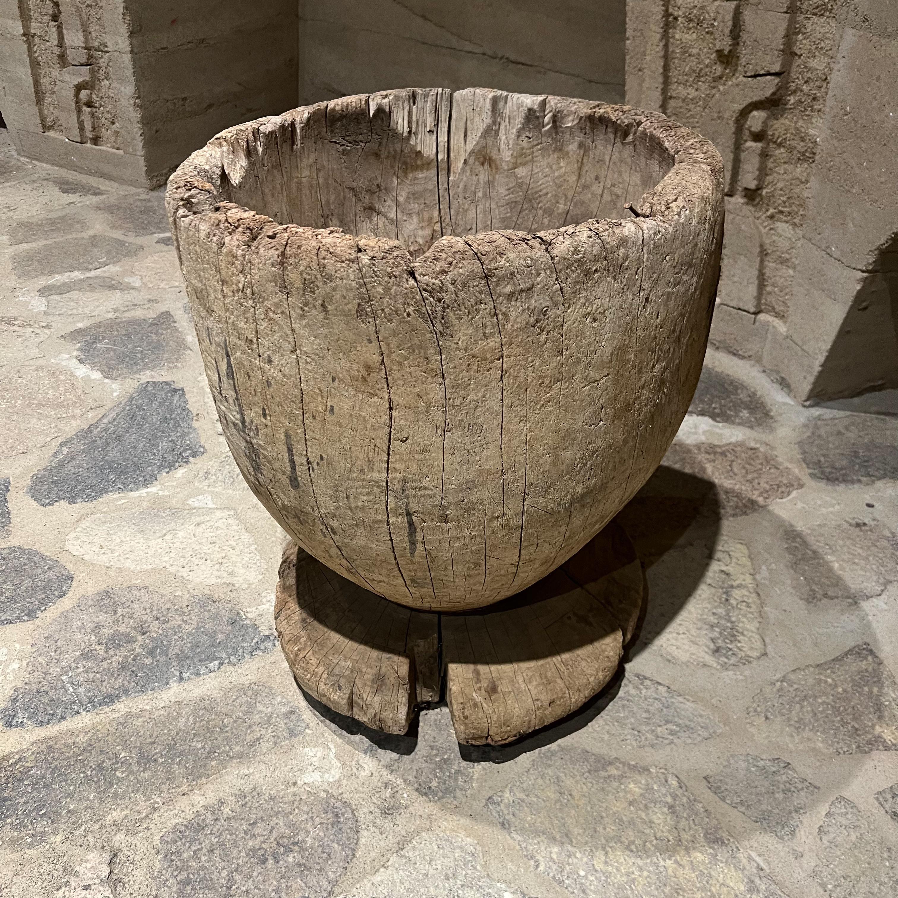 1920s Rustic Mega Rice Mortar Solid Sabino Wood Block Oaxaca, Mexico ...