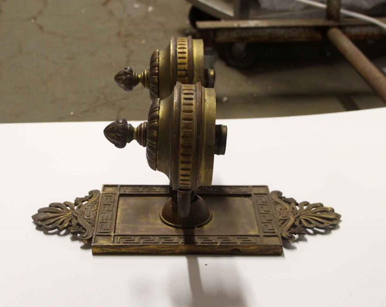 1920s Antique Neoclassical Greek Key Bronze Bank Wall Sconce with ...