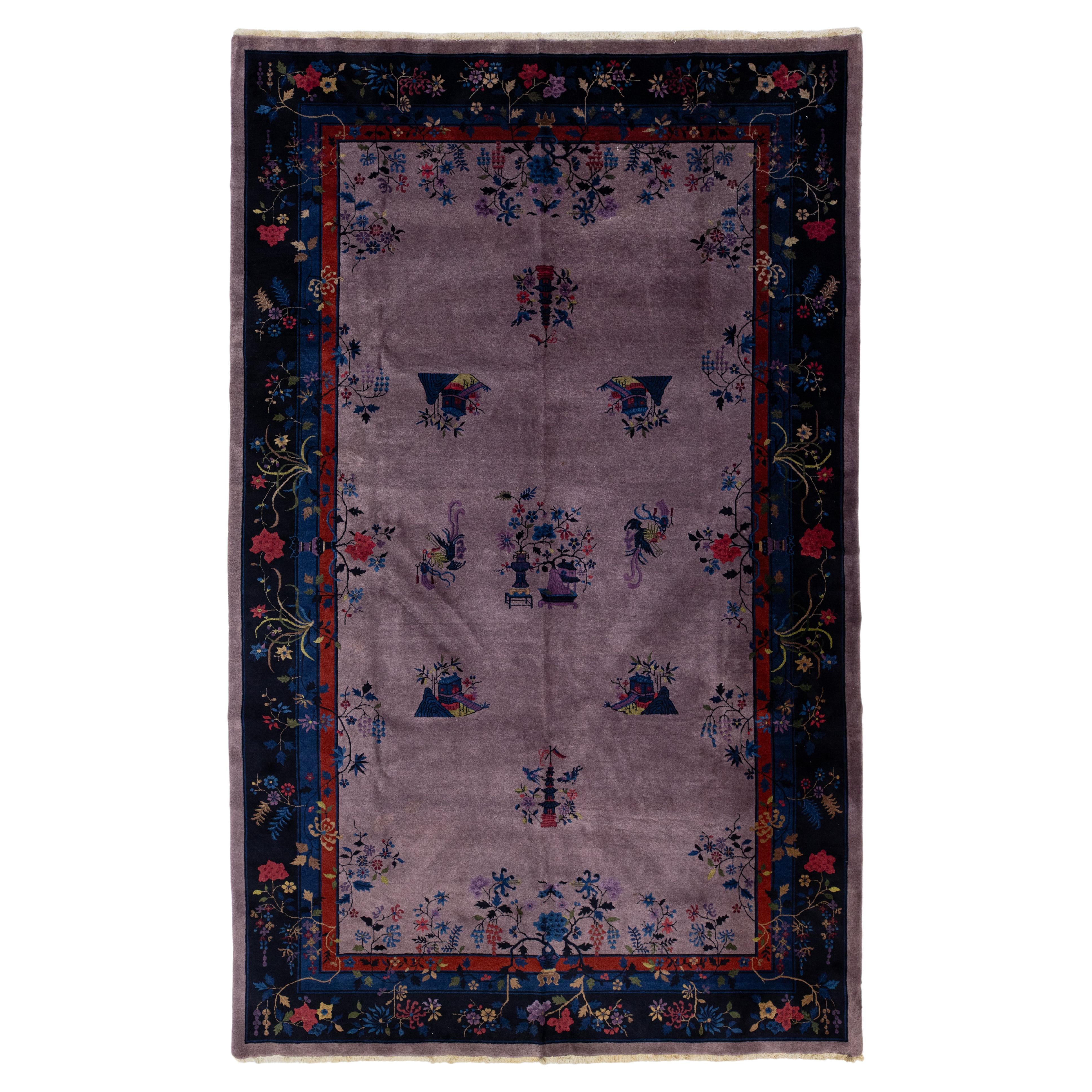 Monochromatic Antique Chinese Oval Rug with Striation, circa 1920s For ...