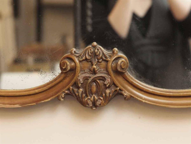 1920s Antique Wall Mount Wood Mirror with Floral Details and Distressed ...