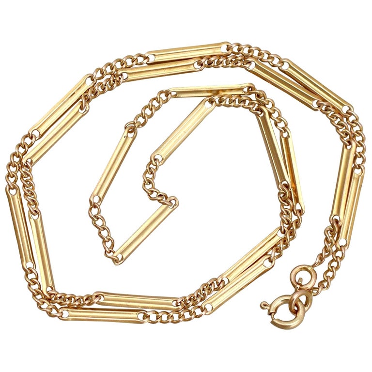 1920s Antique Yellow Gold Fancy Link Chain at 1stDibs