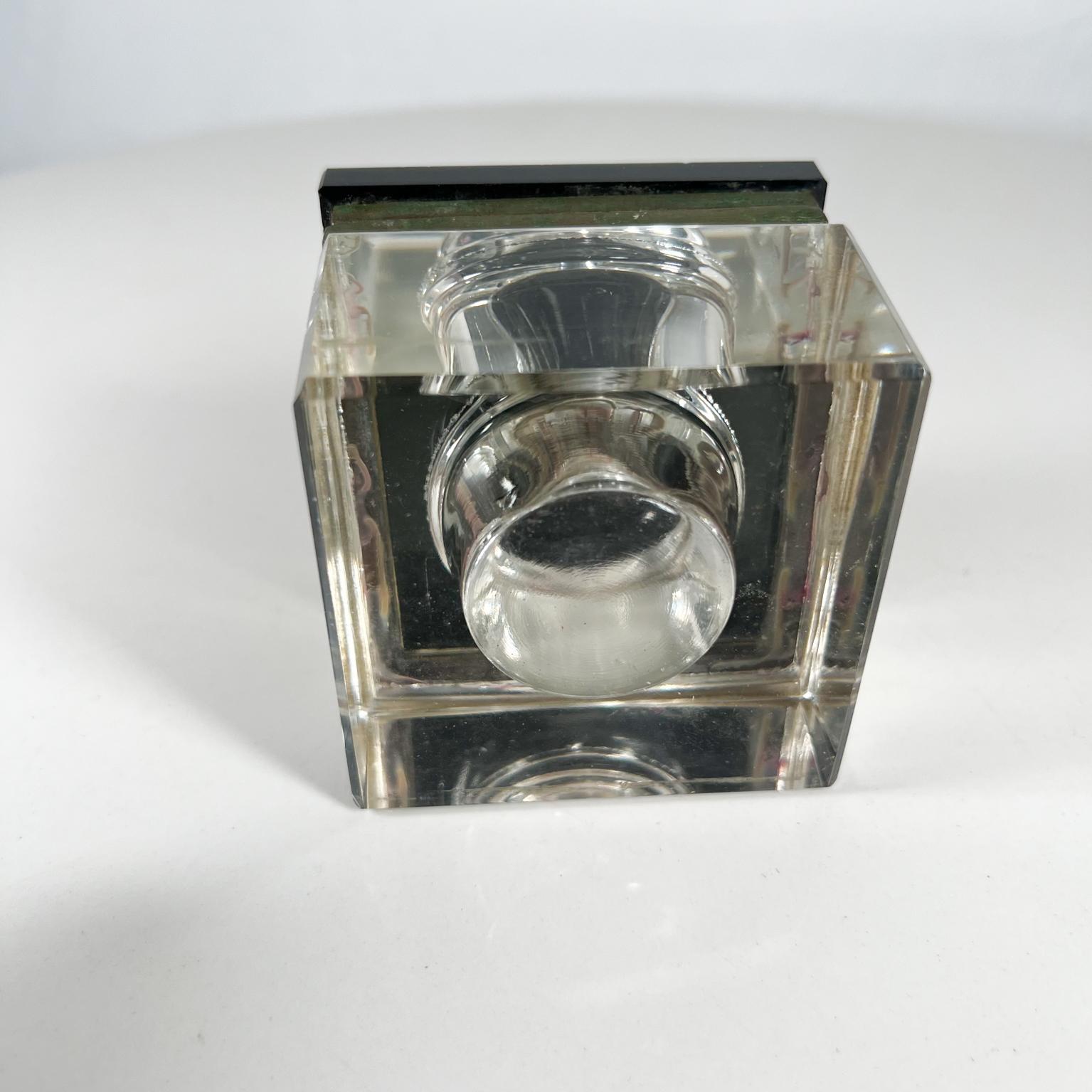 1920s Art Deco Antique Square Glass Ink Well For Sale at 1stDibs