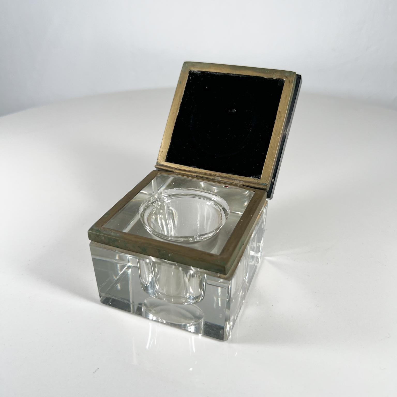 1920s Art Deco Antique Square Glass Ink Well For Sale at 1stDibs