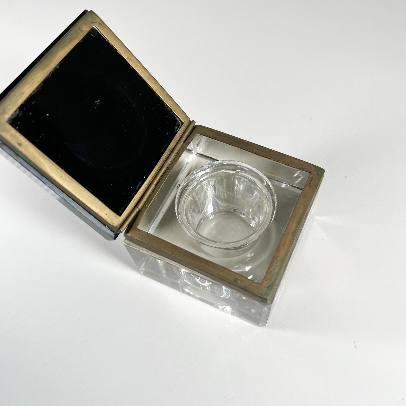 1920s Art Deco Antique Square Glass Ink Well For Sale at 1stDibs
