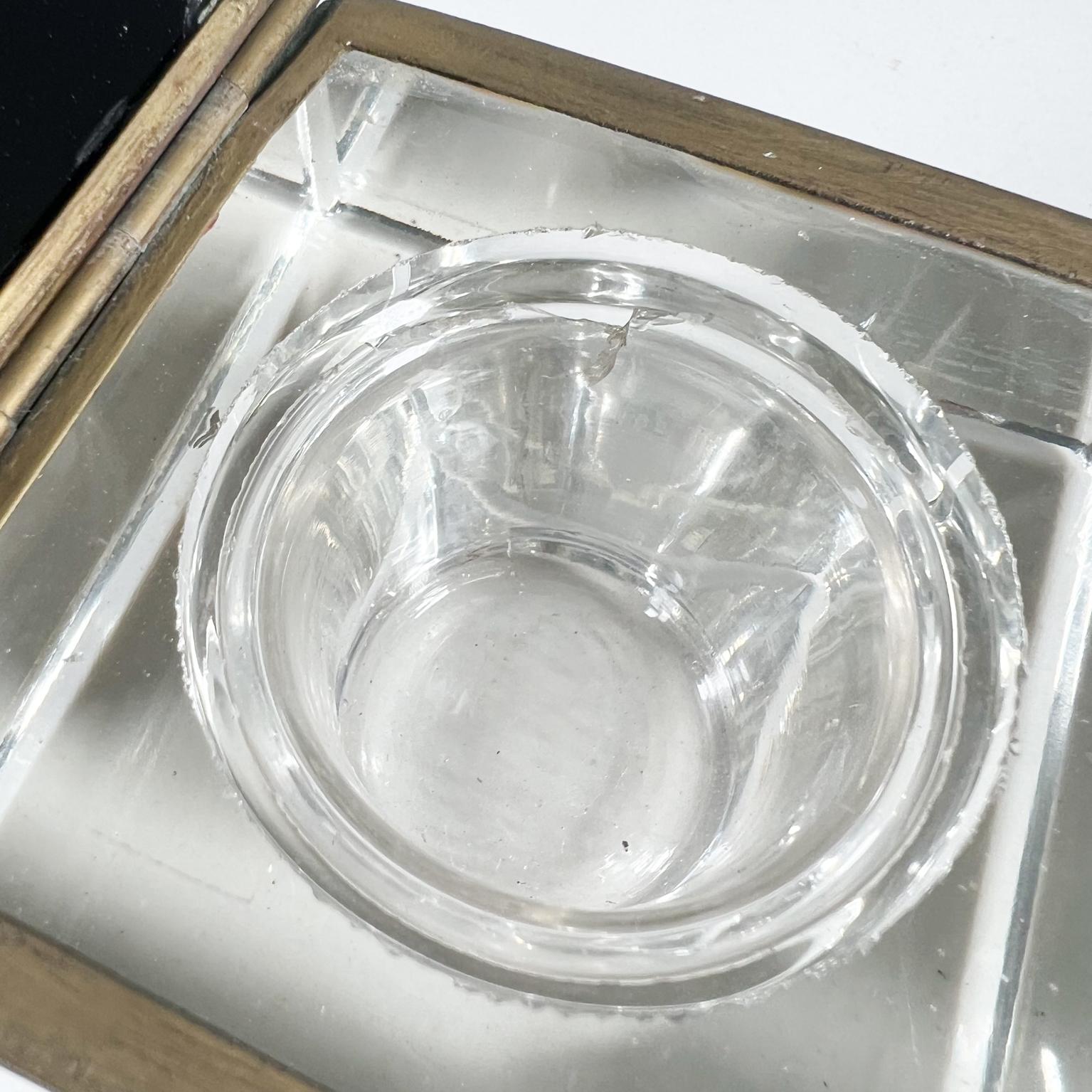1920s Art Deco Antique Square Glass Ink Well For Sale at 1stDibs