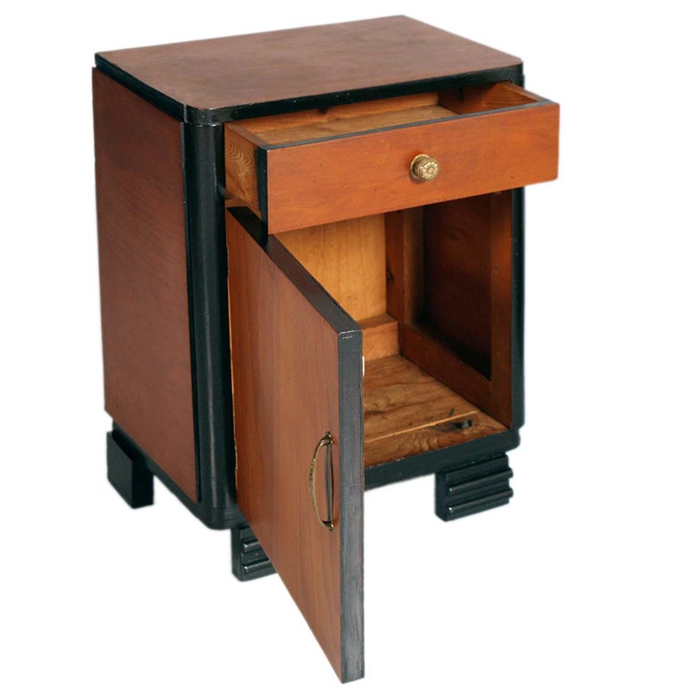 1920s Art Deco Nightstands, Ebonized and Veneer Walnut by Consorzio Mobili Cantù For Sale at 1stDibs