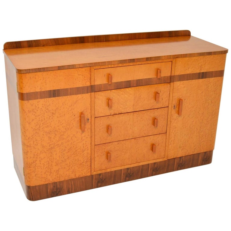 1920s Art Deco Burr Maple and Walnut Sideboard For Sale at 1stDibs