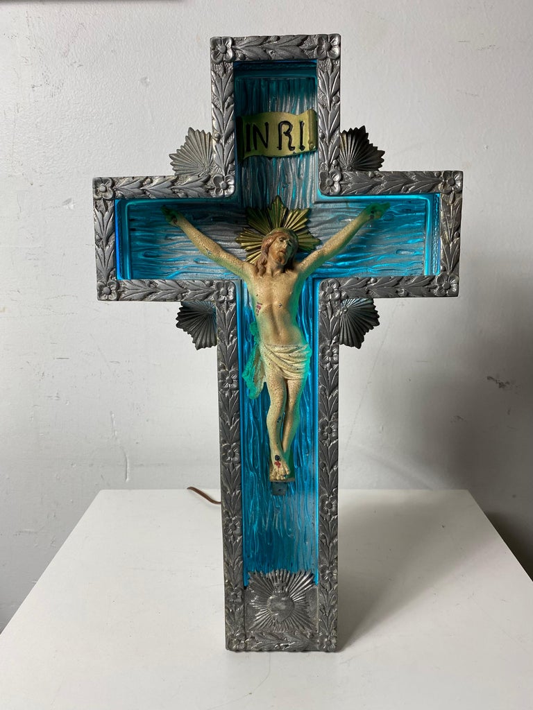 1920s Art Deco Cast Aluminum and Neon Crucifix. at 1stDibs
