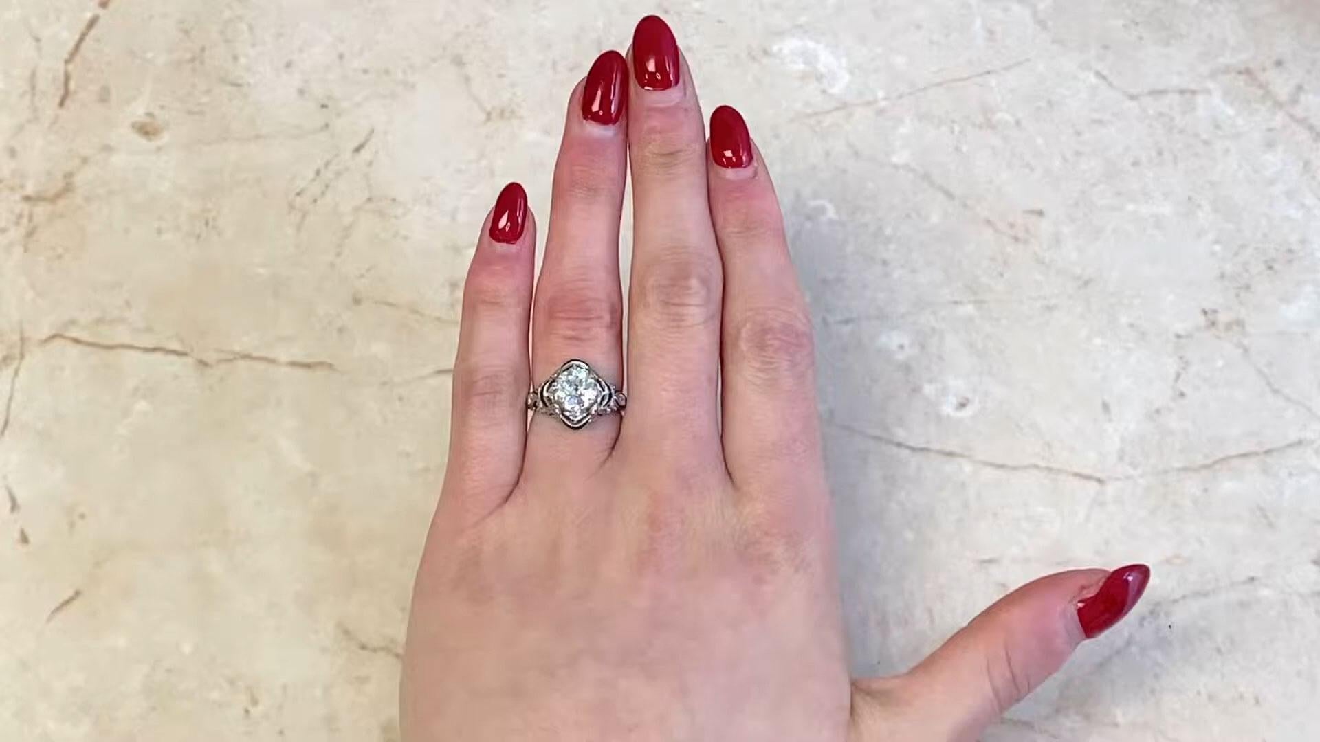 1920s Art Deco Engagement Ring 1.49ct Old European Cut Diamond Engagement Ring For Sale at 1stDibs