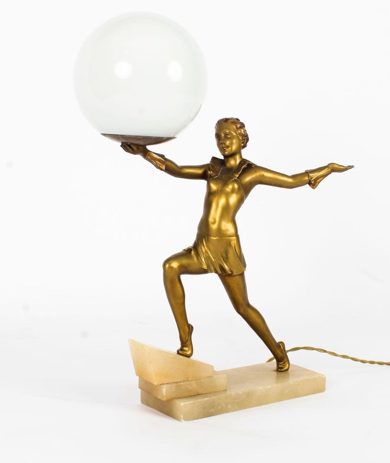 1920s Art Deco Gilded Dancing Lady Lamp at 1stDibs