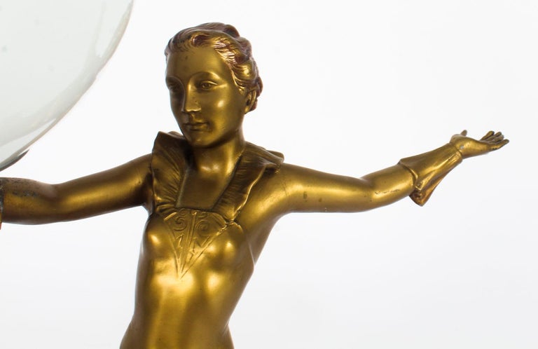 1920s Art Deco Gilded Dancing Lady Lamp at 1stDibs