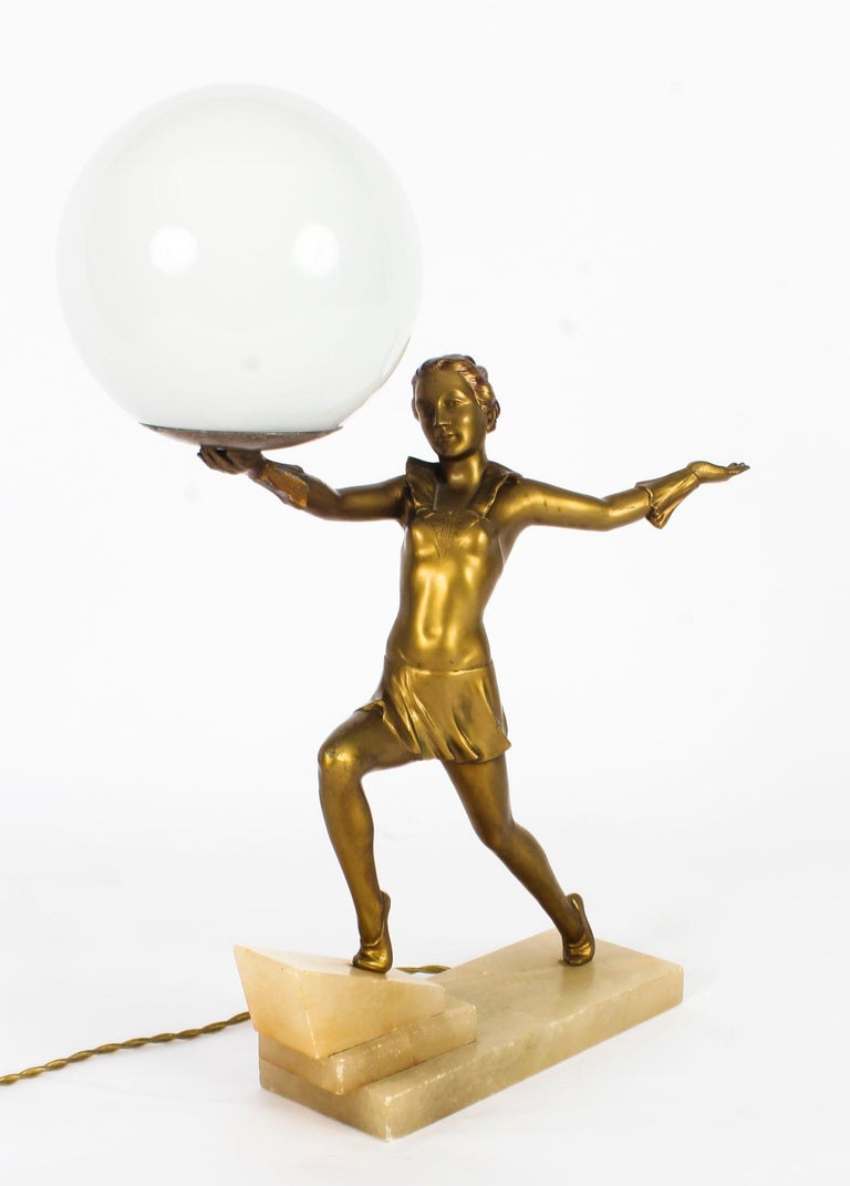 1920s Art Deco Gilded Dancing Lady Lamp at 1stDibs