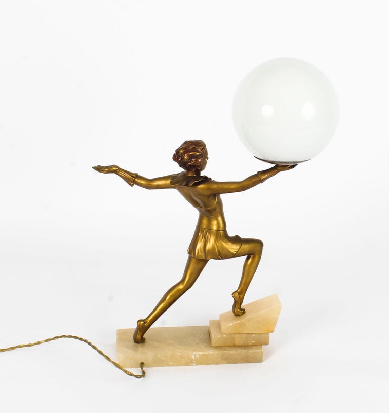 1920s Art Deco Gilded Dancing Lady Lamp at 1stDibs