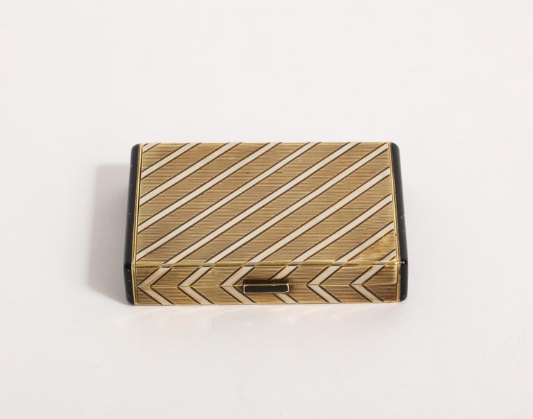 1920s Art Deco Gold and Enamel Vanity Case by Cartier For Sale at 1stDibs