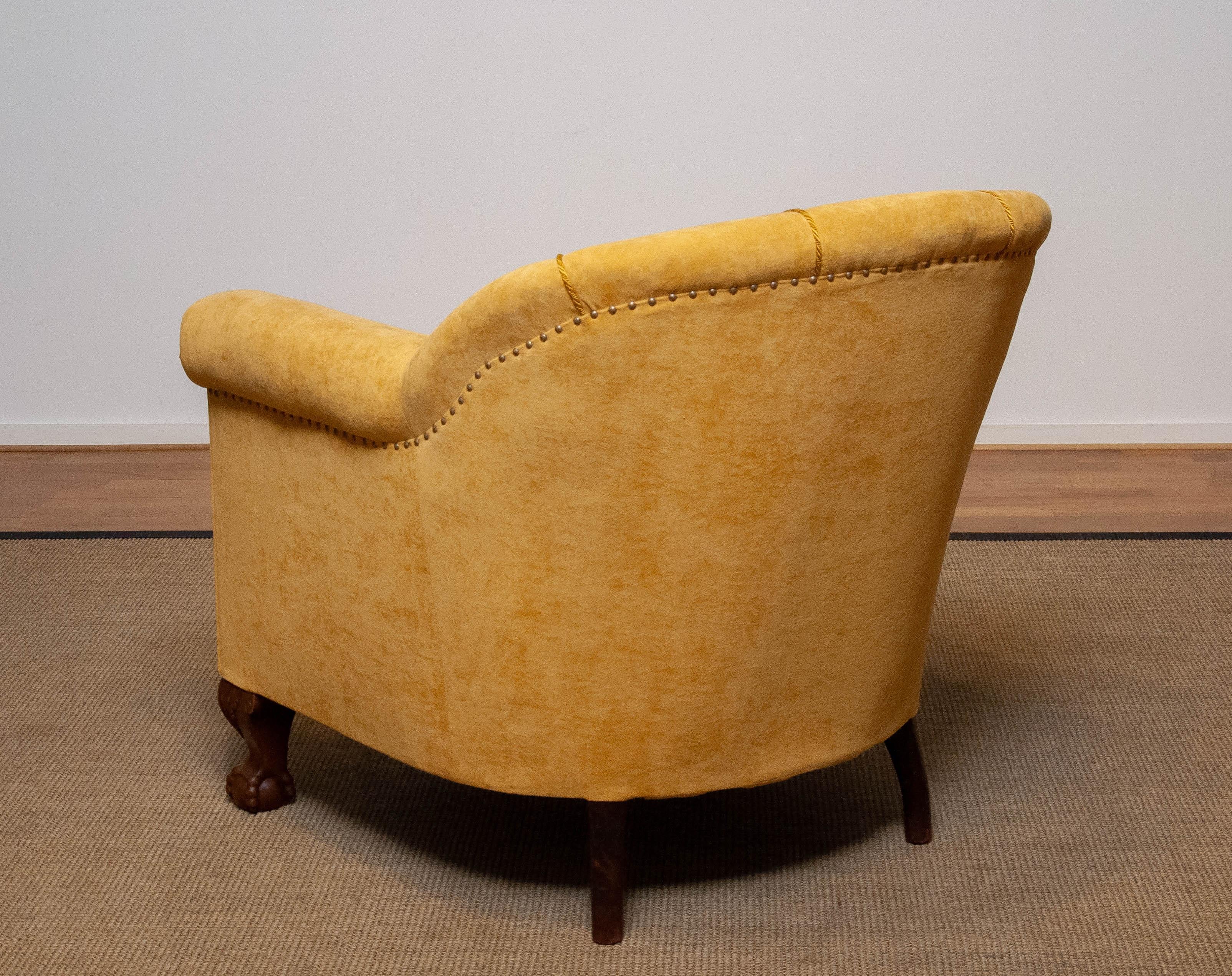 1920's Art Deco Lounge / Club Chair in Yellow Velvet by Carl Johansons ...