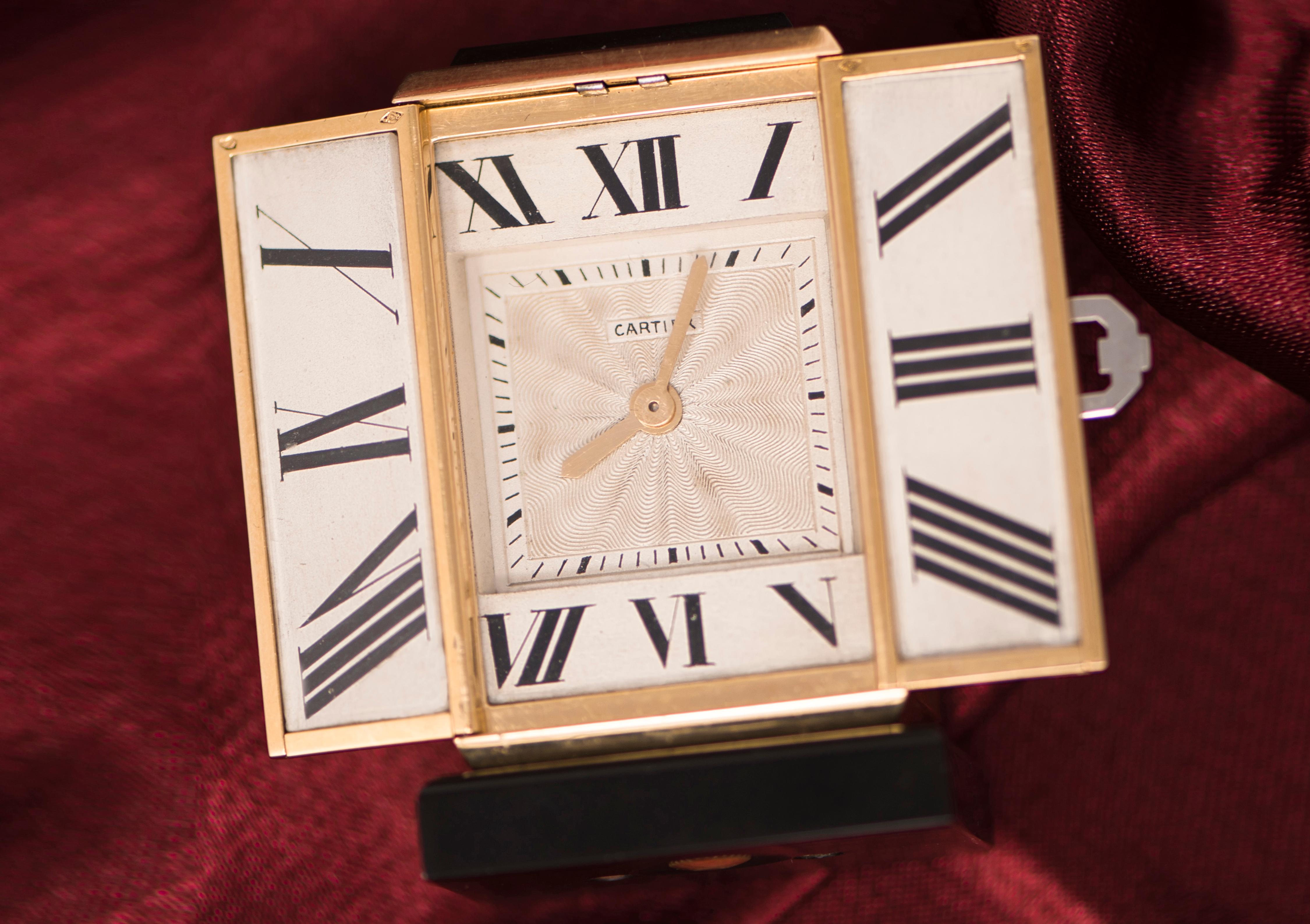 1920s Art Deco Platinum Diamond Enamel Gold Shutter Clock at 1stDibs ...