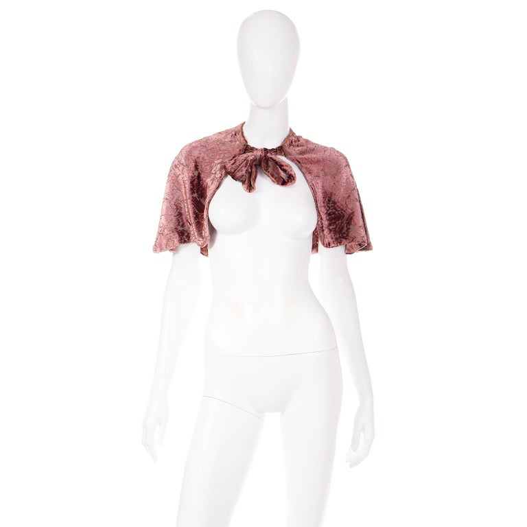 1920s Art Deco Vintage Mauve Pink Burnout Velvet Capelet For Sale at ...