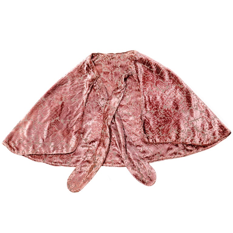 1920s Art Deco Vintage Mauve Pink Burnout Velvet Capelet For Sale at ...