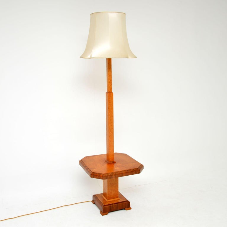 1920s Art Deco Walnut and Maple Lamp / Side Table For Sale at 1stDibs