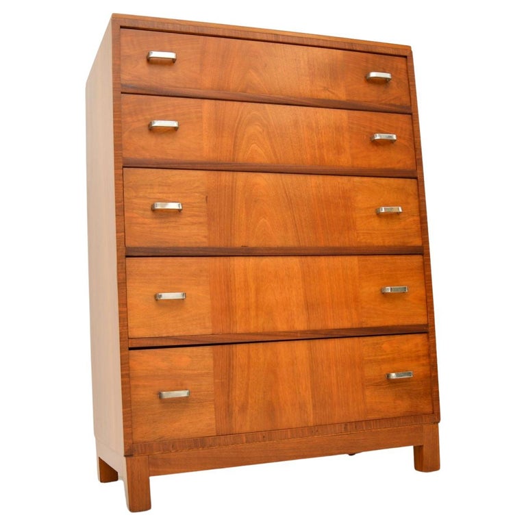 1920's Art Deco Walnut Chest of Drawers by Heal's For Sale at 1stDibs