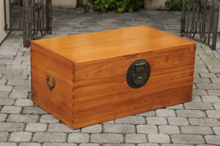 1920s Asian Camphor Wood Box with Traditional Lockset and Lateral ...