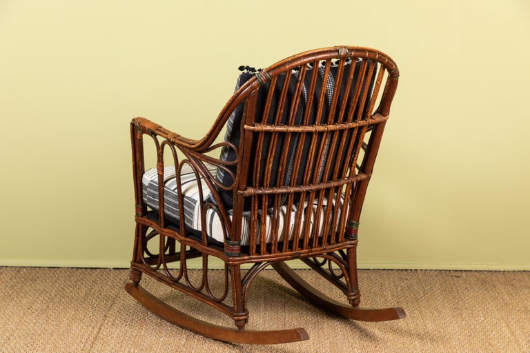 1920s Bent Wood Rocking Chair with Injiri Upholstery For Sale at 1stDibs