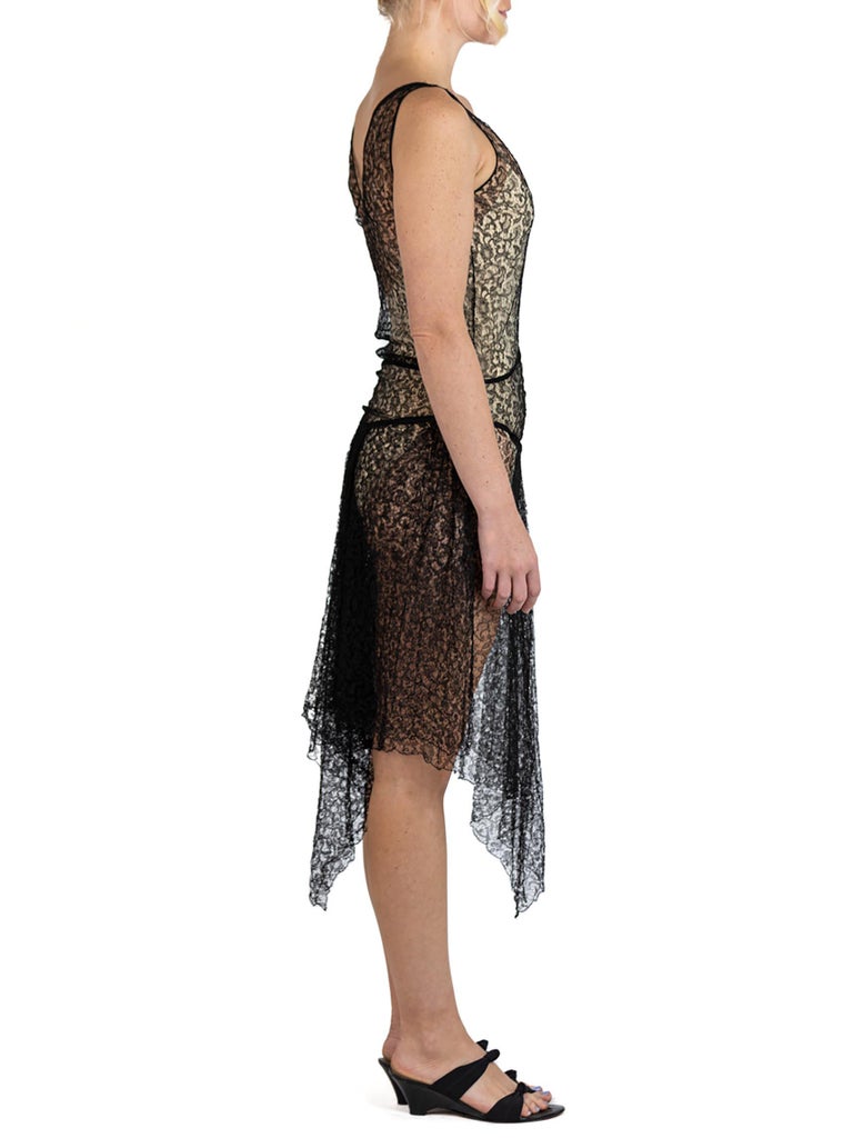 1920S Black Sheer Silk Lace Flapper Era Dress For Sale at 1stDibs