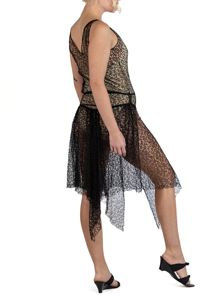 1920S Black Sheer Silk Lace Flapper Era Dress For Sale at 1stDibs