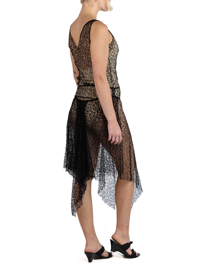 1920S Black Sheer Silk Lace Flapper Era Dress For Sale at 1stDibs